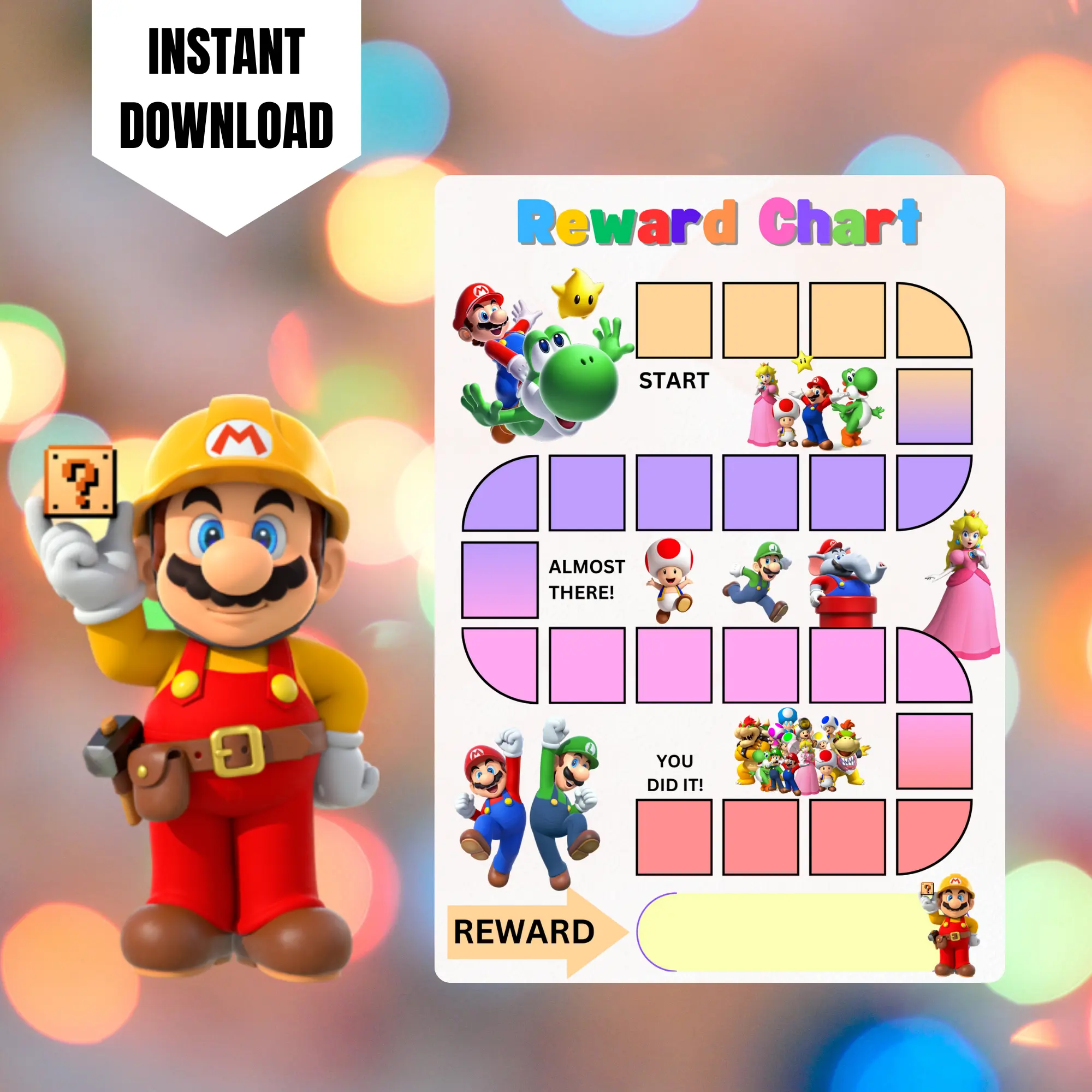 Super Mario Reward Chart Template | Mario Behavior Chart – CreativeRino