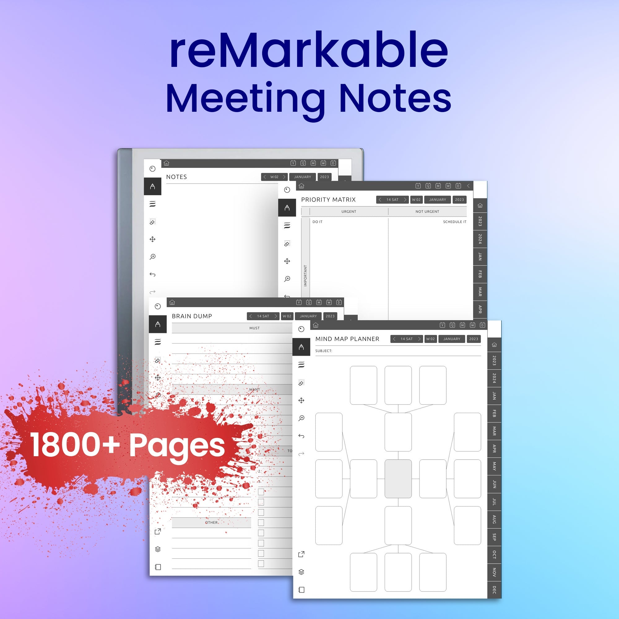 reMarkable 2 Meeting Notes Planner Template – CreativeRino