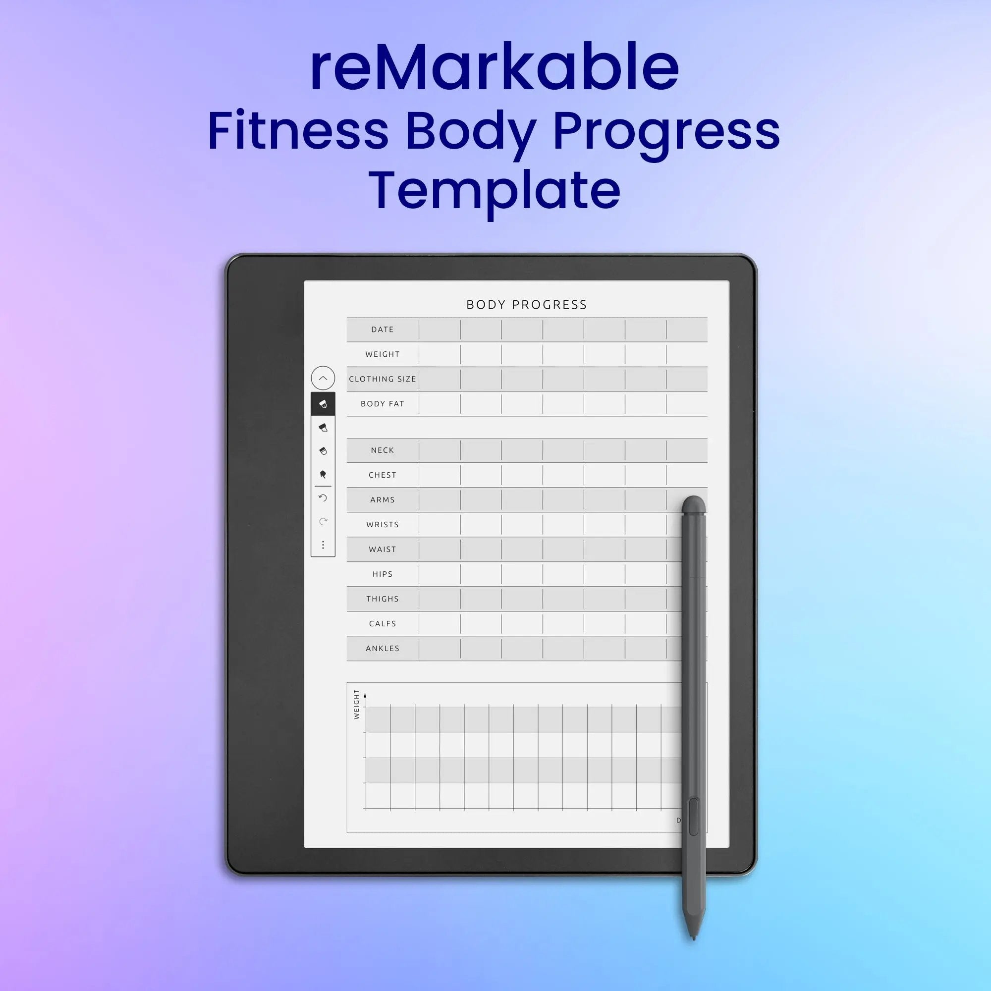 reMarkable 2 Fitness Body Progress Template Planner Template – CreativeRino