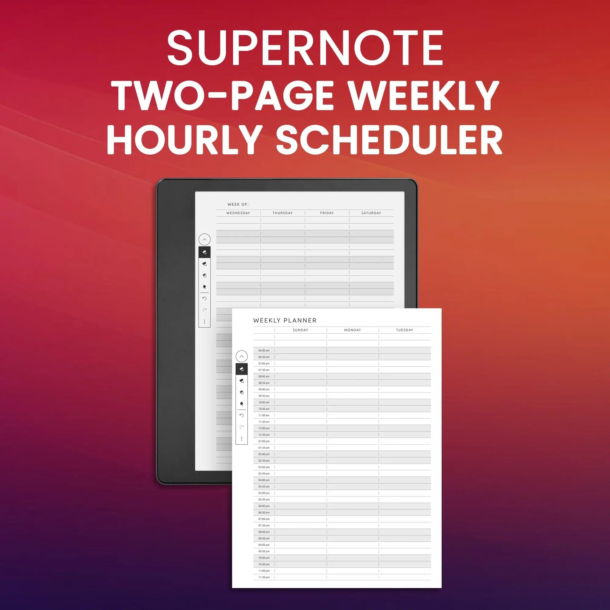 Supernote Two-page Weekly Hourly Scheduler Planner Template – CreativeRino