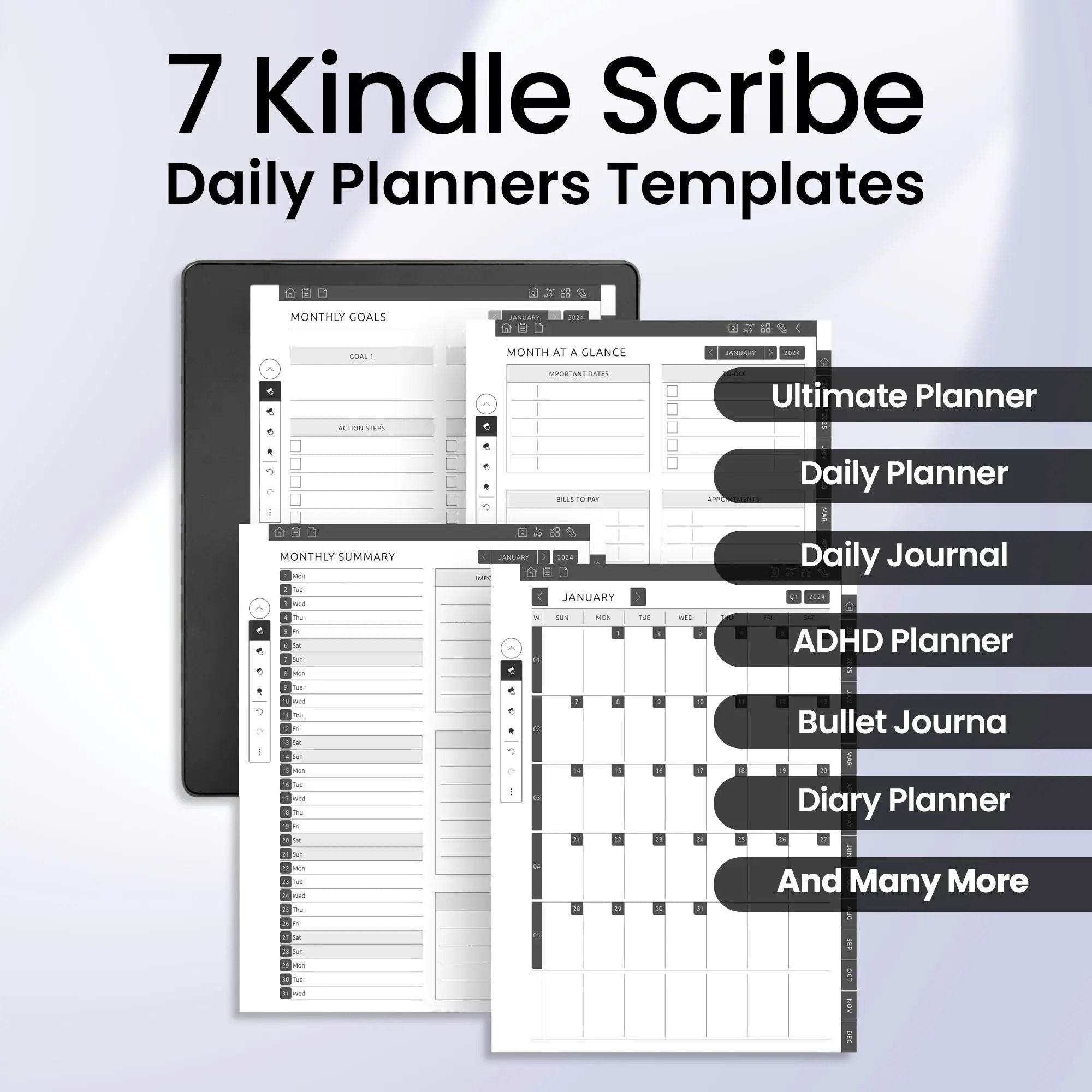 7 Kindle Scribe Daily Planner Template Bundle – CreativeRino