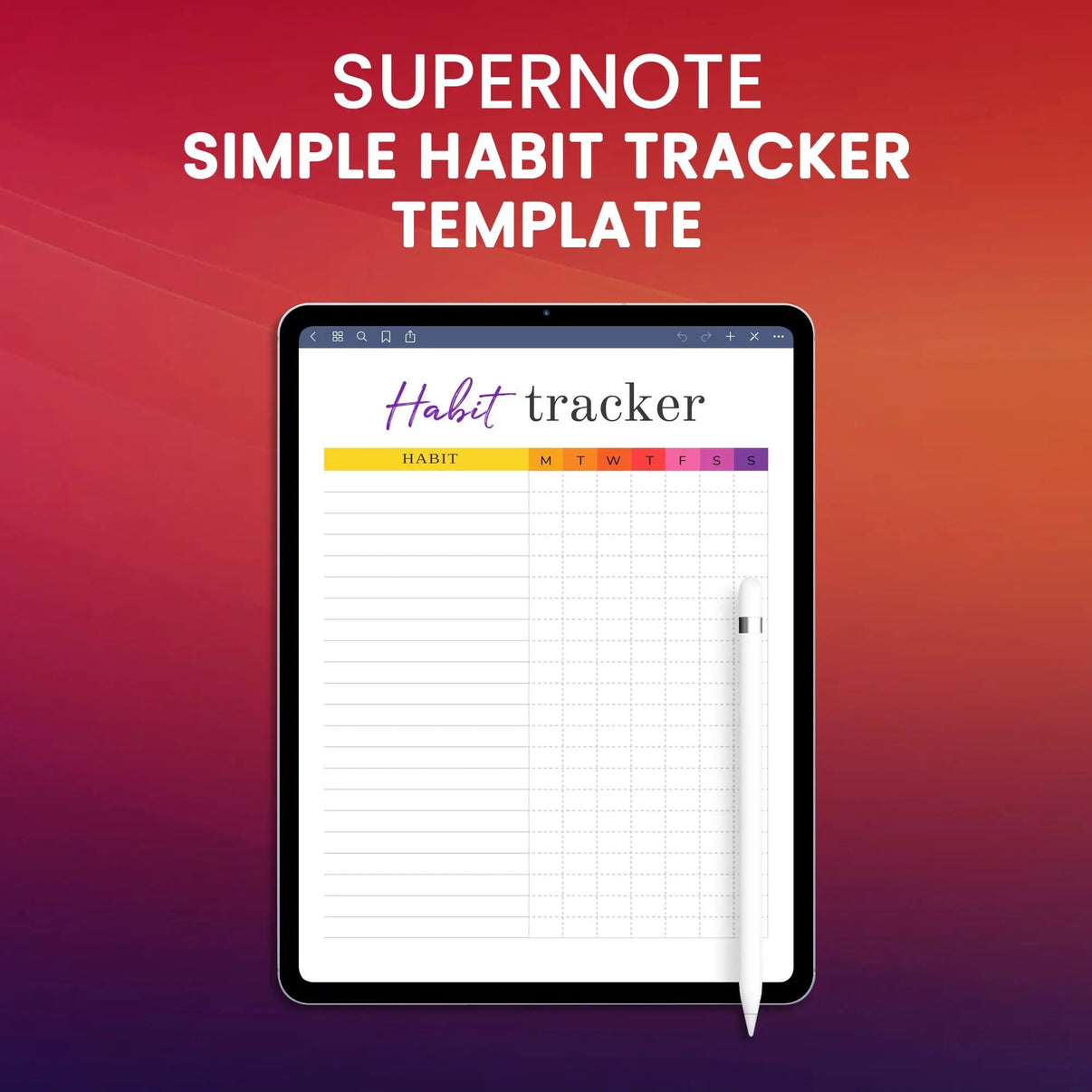 Supernote Simple Habit Tracker Template Planner Template – CreativeRino