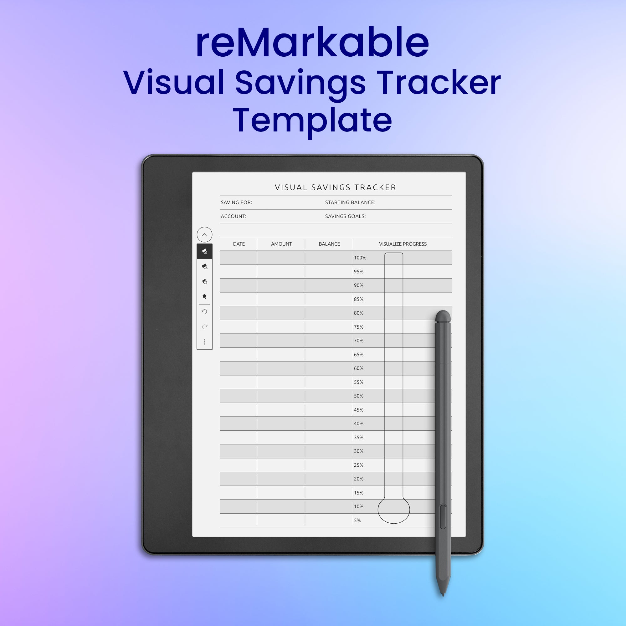 reMarkable 2 Visual Savings Tracker Template Planner Template ...