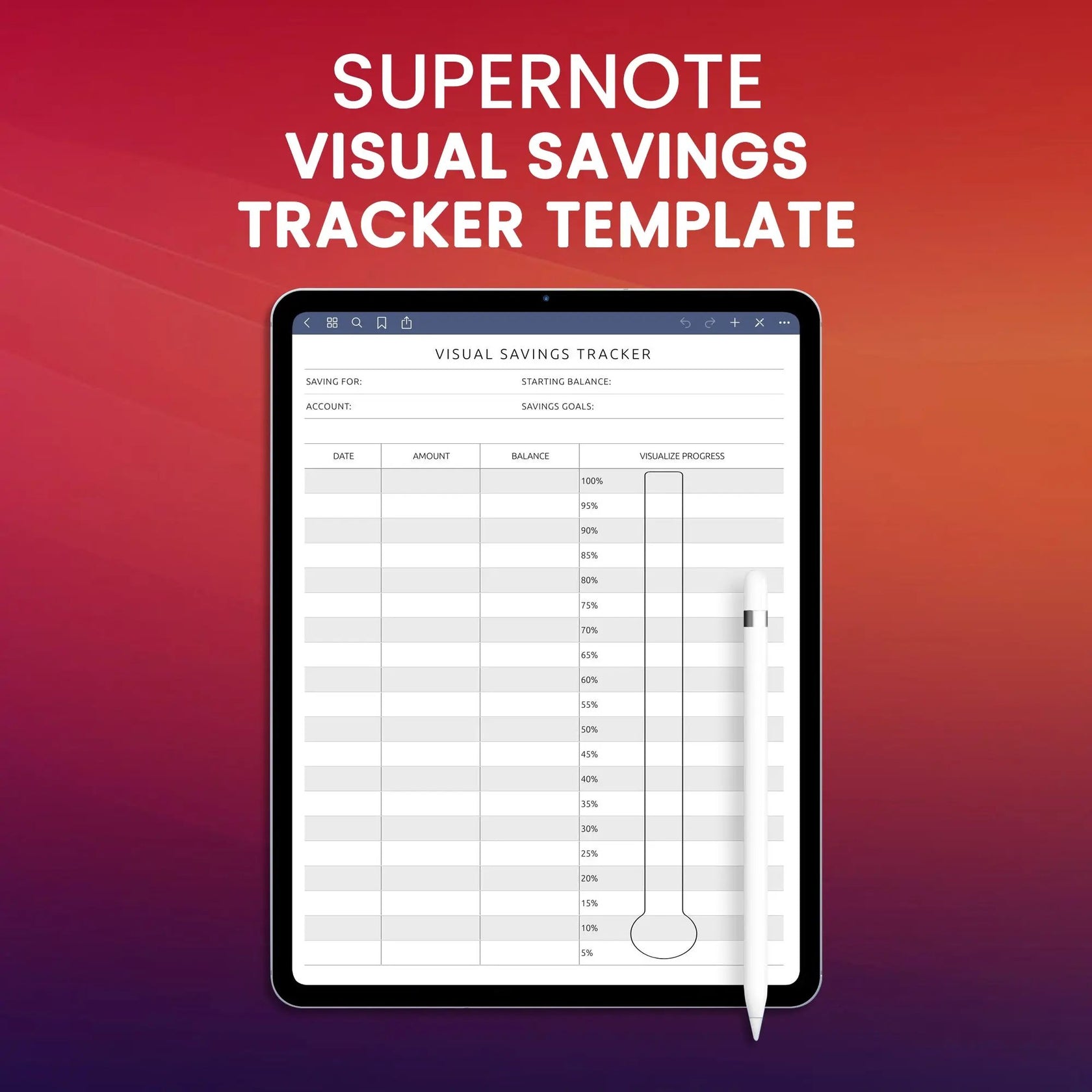 Supernote Visual Savings Tracker Template Planner Template – CreativeRino