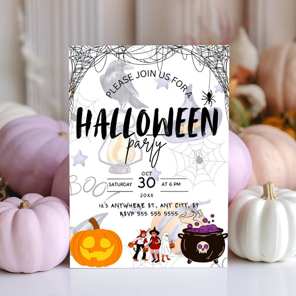 Halloween Scene Party Invitation Template – CreativeRino