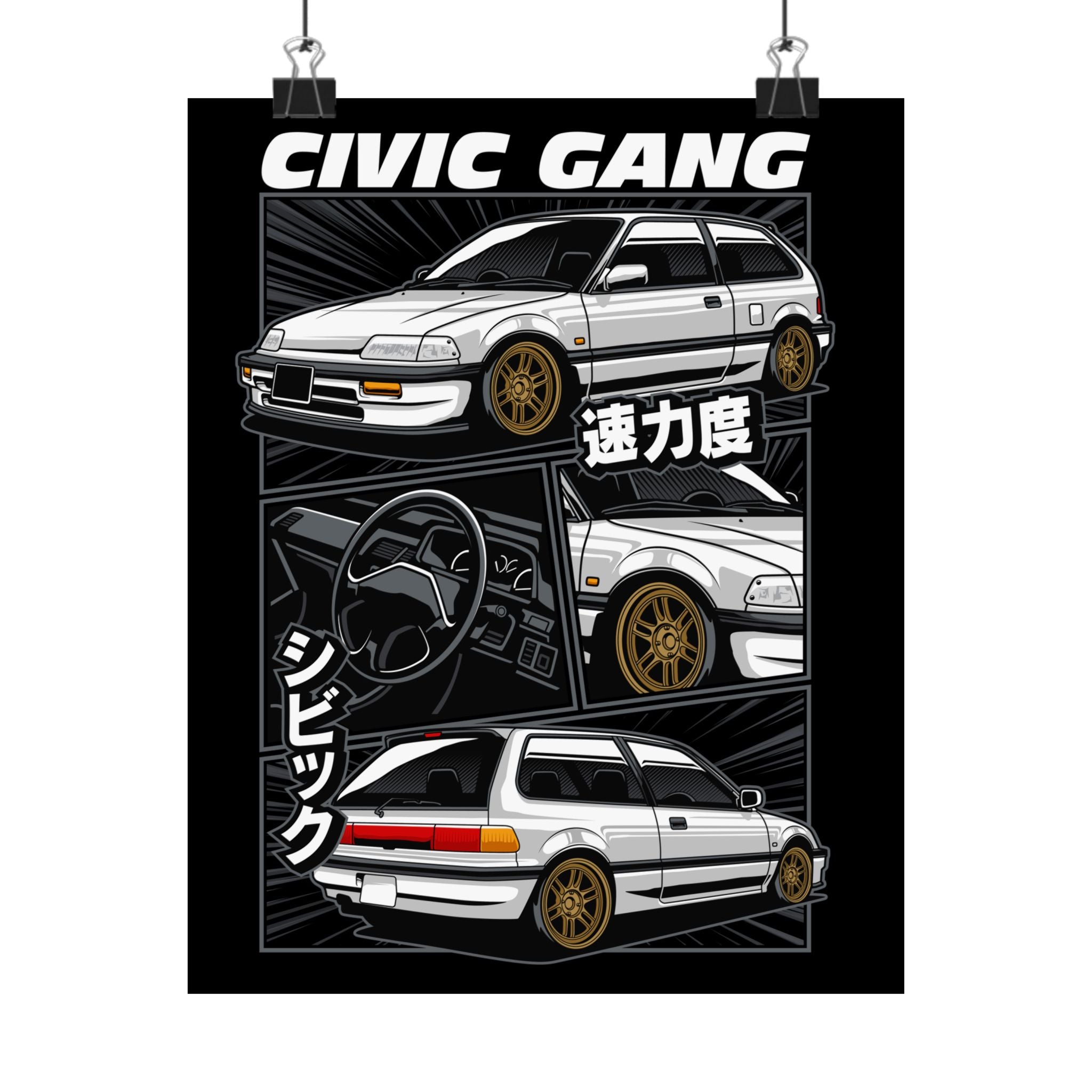 Civic Gang Matte Vertical Poster - Car Enthusiast Wall Art – CreativeRino