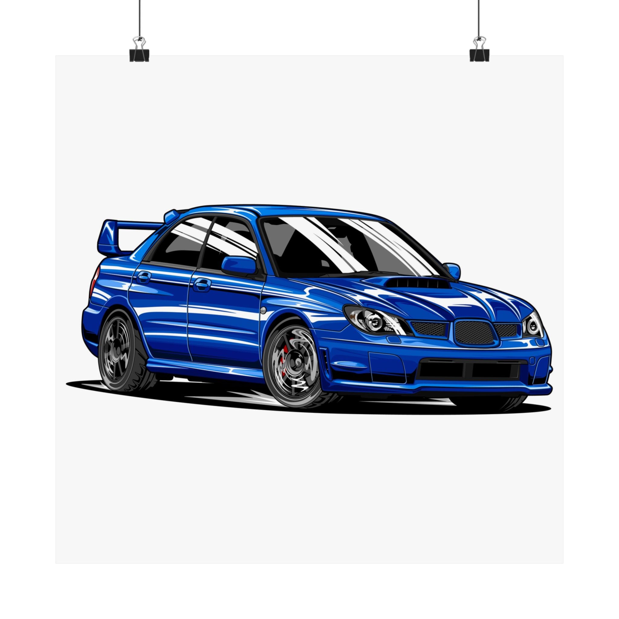 Blue Sports Car Matte Square Poster - Perfect Poster for Car Enthusias ...