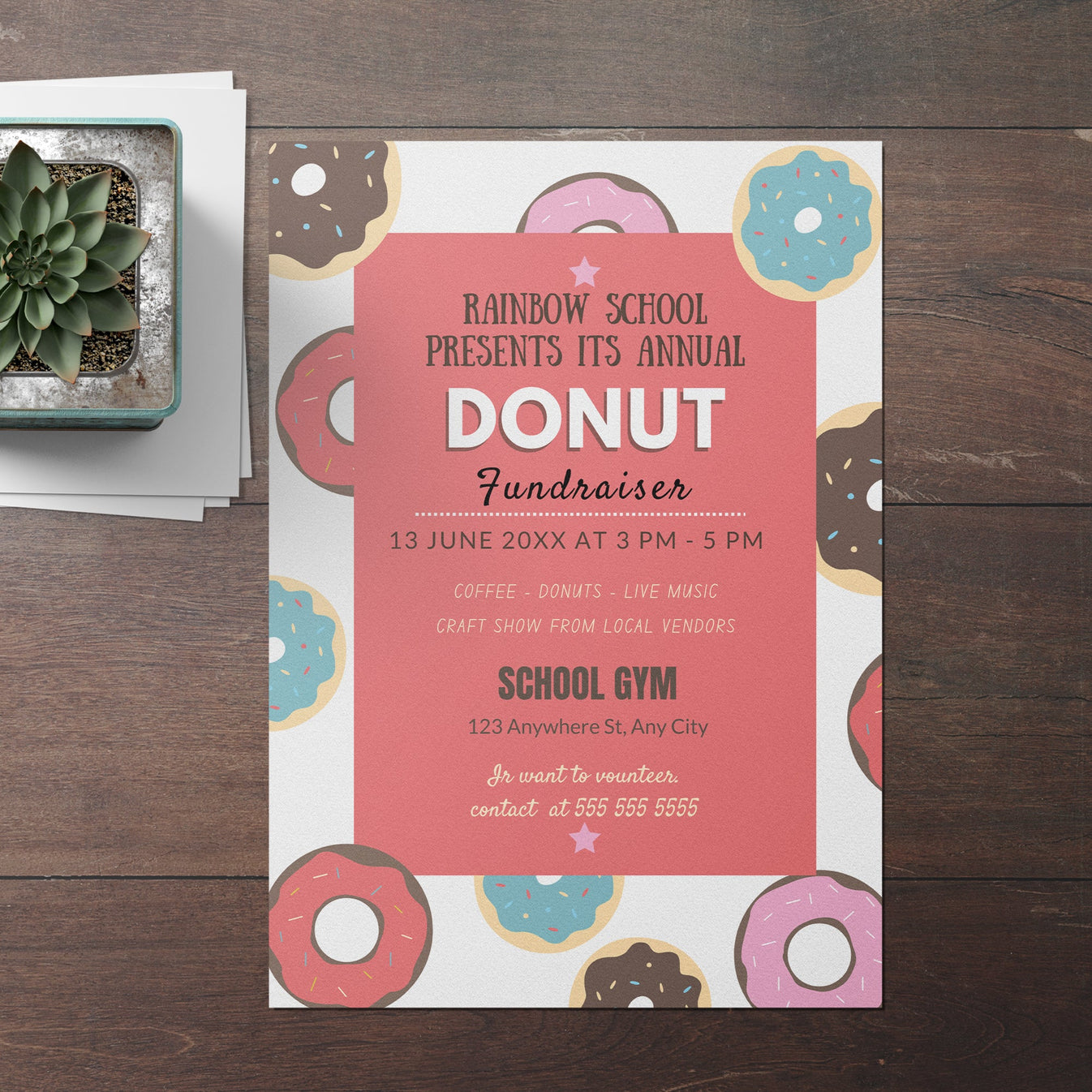 Donut Fundraiser Flyer Invite Template – CreativeRino