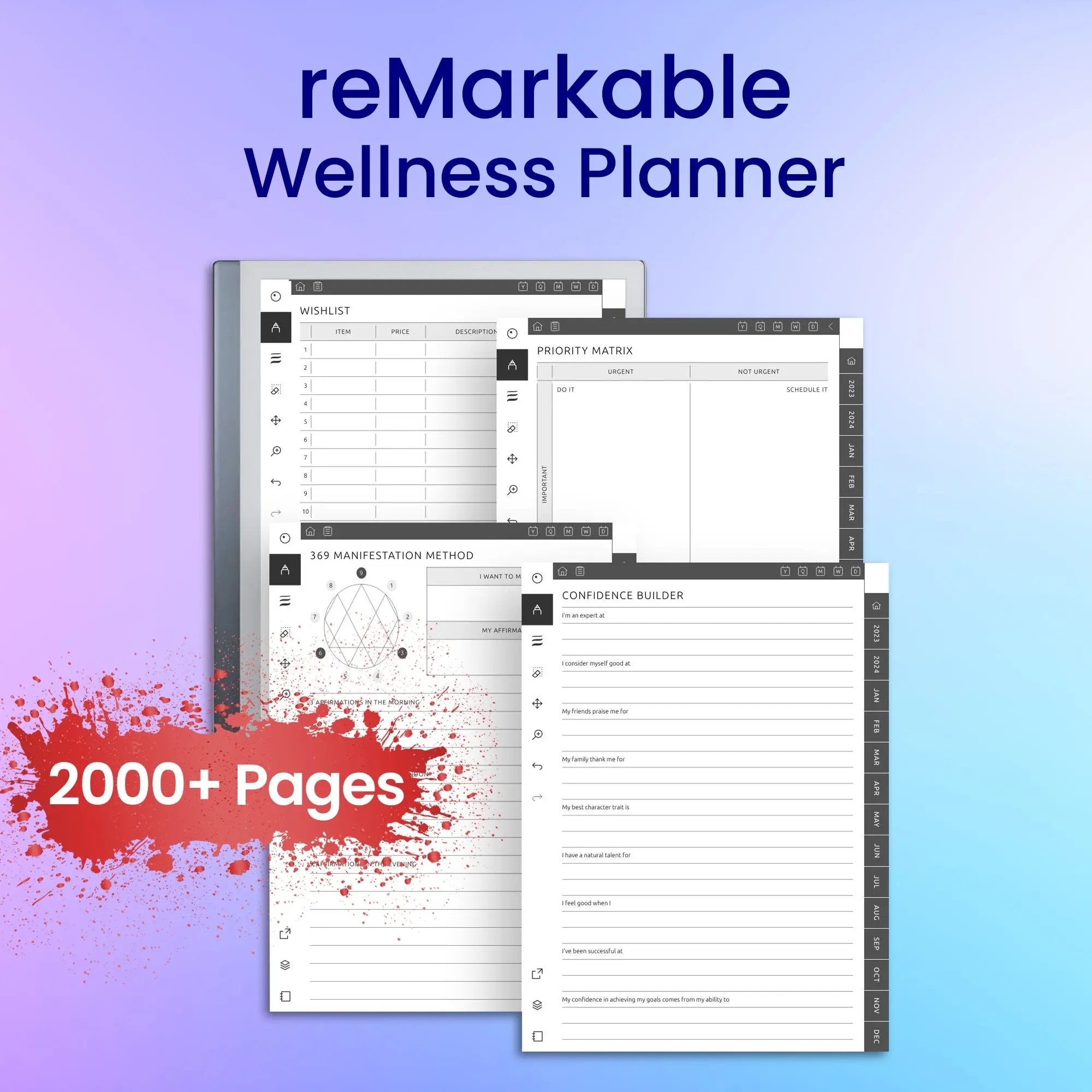 reMarkable 2 Wellness Planner Template – CreativeRino