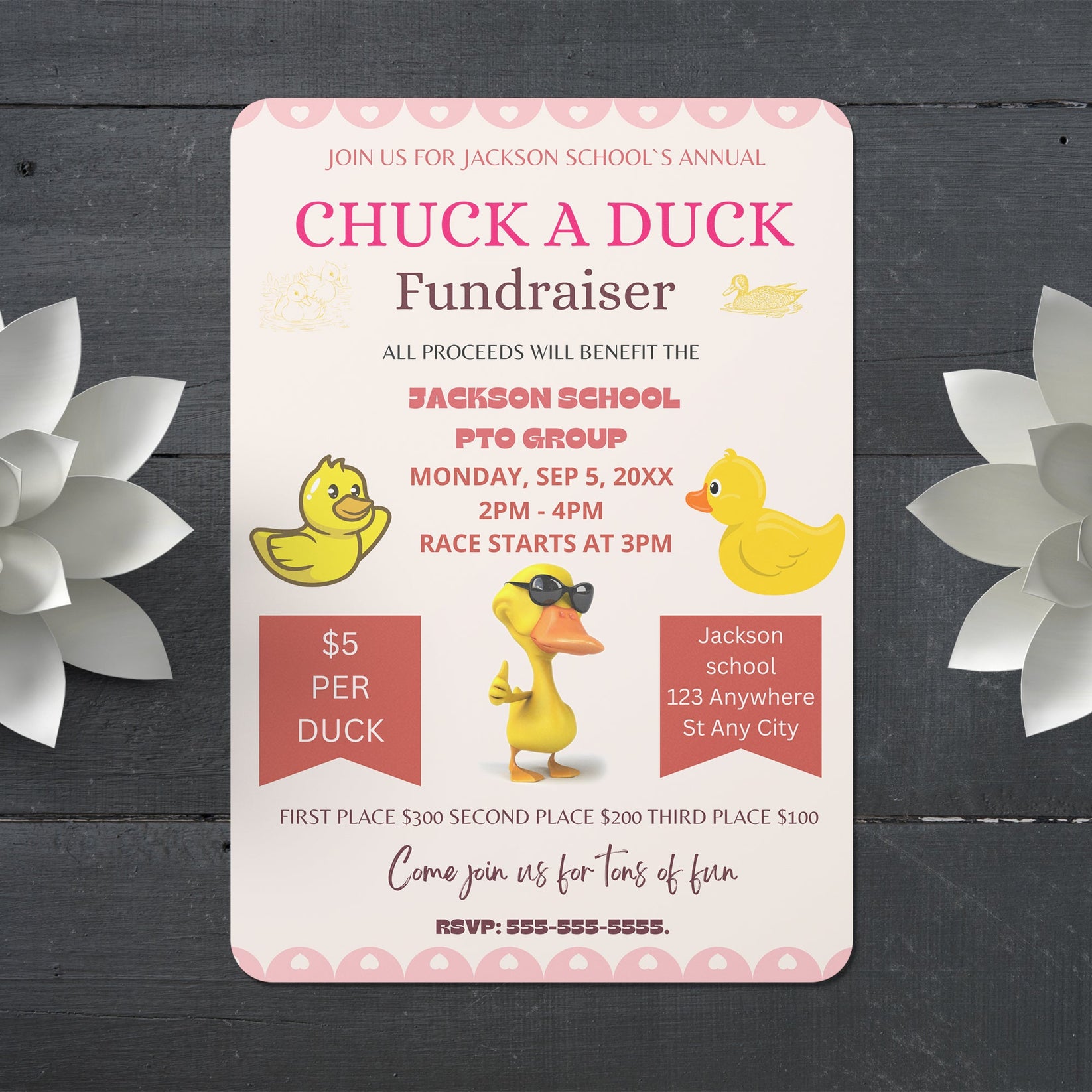 Chuck a Duck Fundraiser Flyer Template | Duck Derby Race Flyer ...