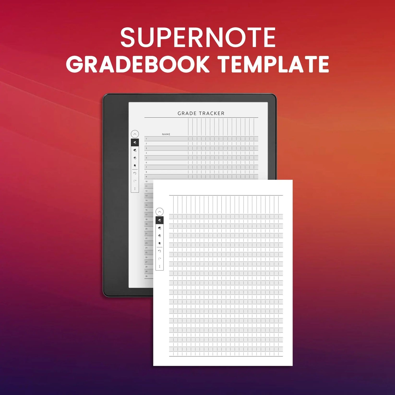 Supernote Gradebook Template Planner Template – CreativeRino