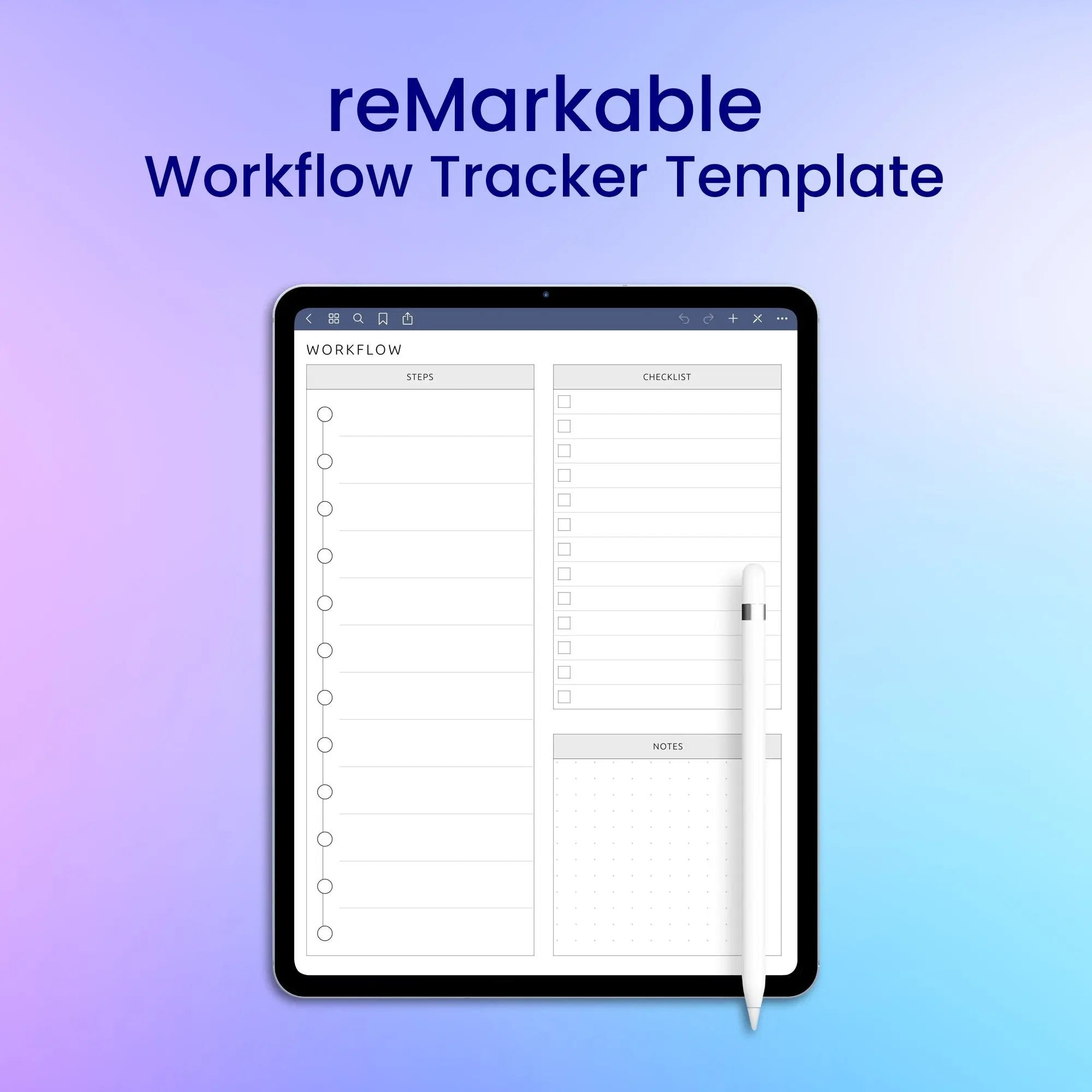 reMarkable 2 Workflow Tracker Template Planner Template – CreativeRino