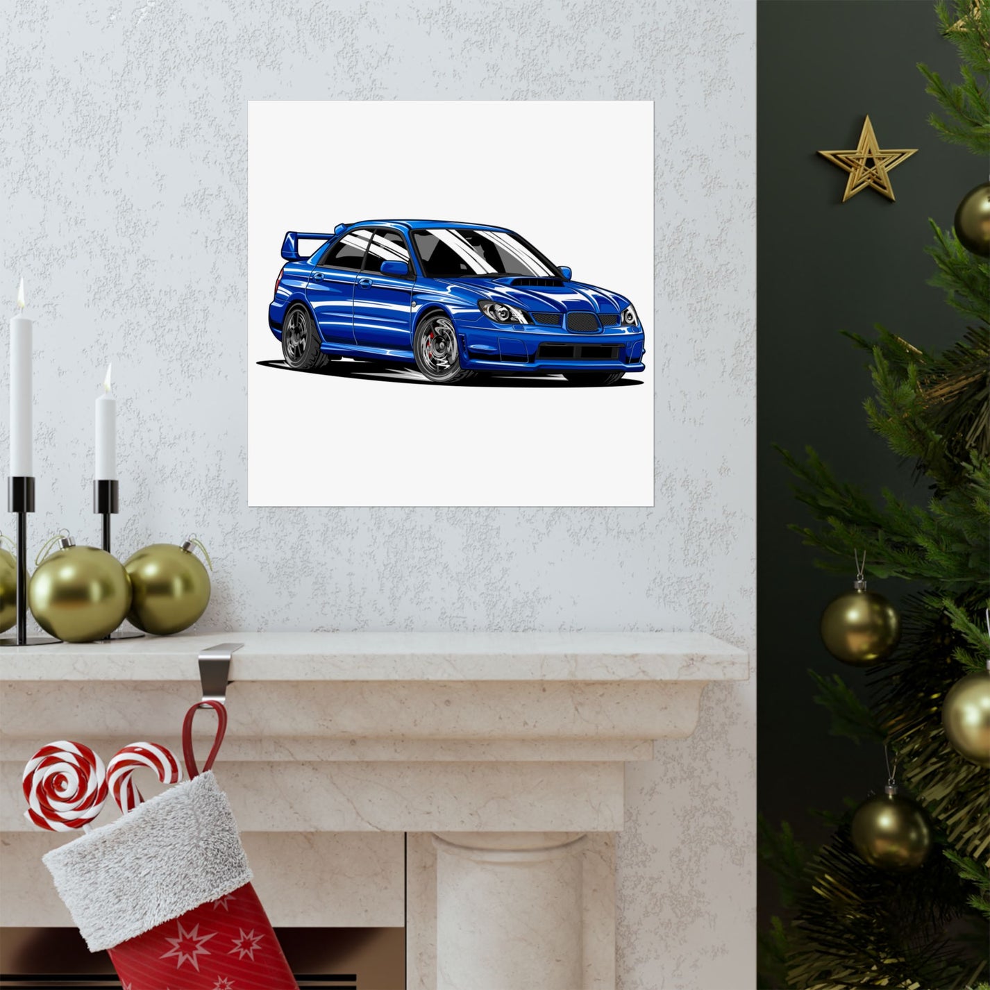 Blue Sports Car Matte Square Poster - Perfect Poster for Car Enthusias ...