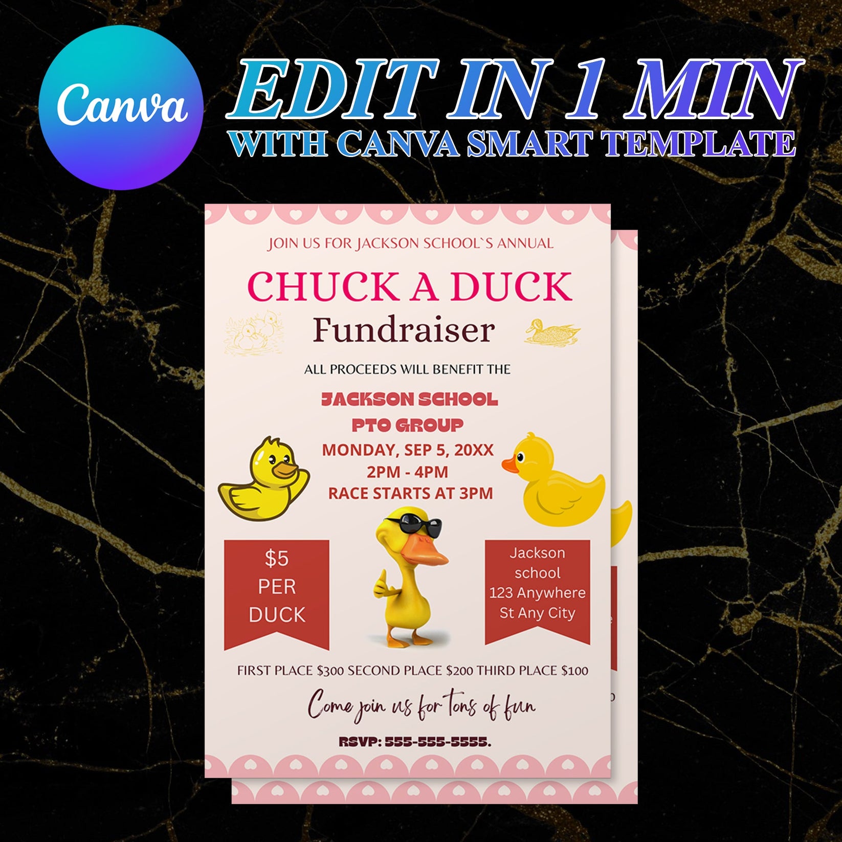 Chuck a Duck Fundraiser Flyer Template | Duck Derby Race Flyer ...