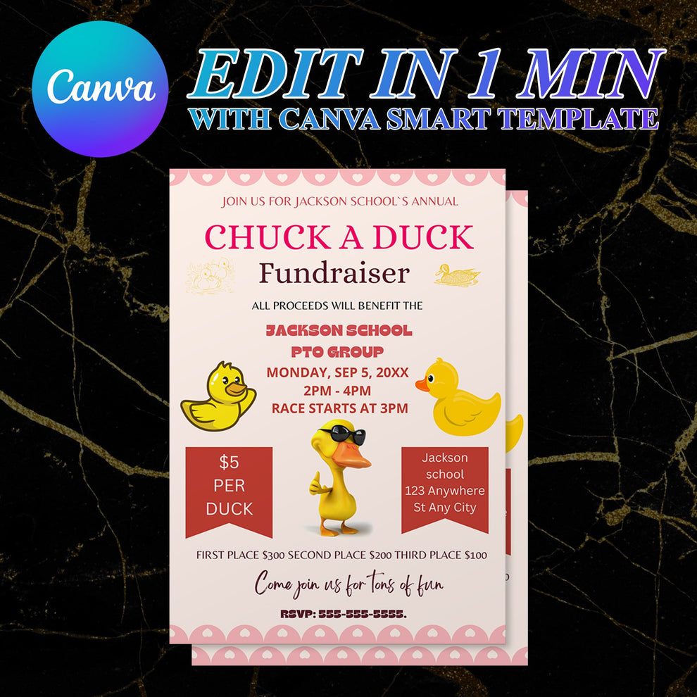 Chuck a Duck Fundraiser Flyer Template | Duck Derby Race Flyer ...