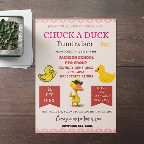 Chuck a Duck Fundraiser Flyer Template | Duck Derby Race Flyer ...
