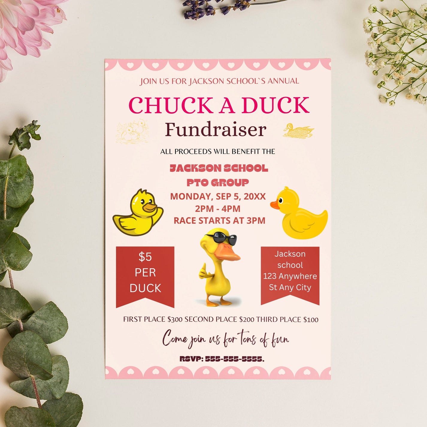 Chuck a Duck Fundraiser Flyer Template | Duck Derby Race Flyer ...