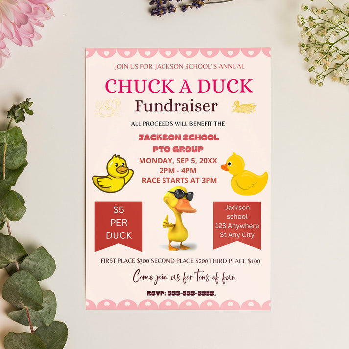 Chuck a Duck Fundraiser Flyer Template | Duck Derby Race Flyer ...