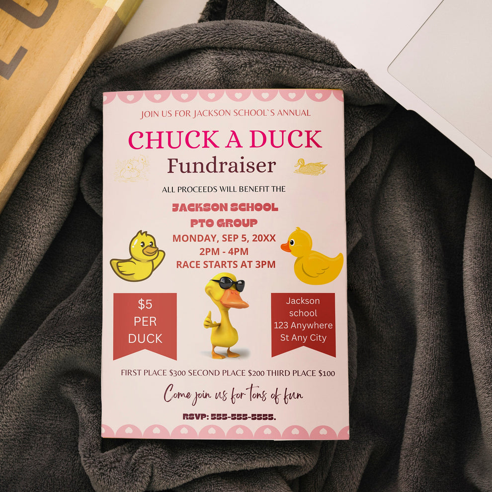 Chuck a Duck Fundraiser Flyer Template | Duck Derby Race Flyer ...