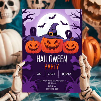 Pumpkin Halloween Party Invitation Template – CreativeRino