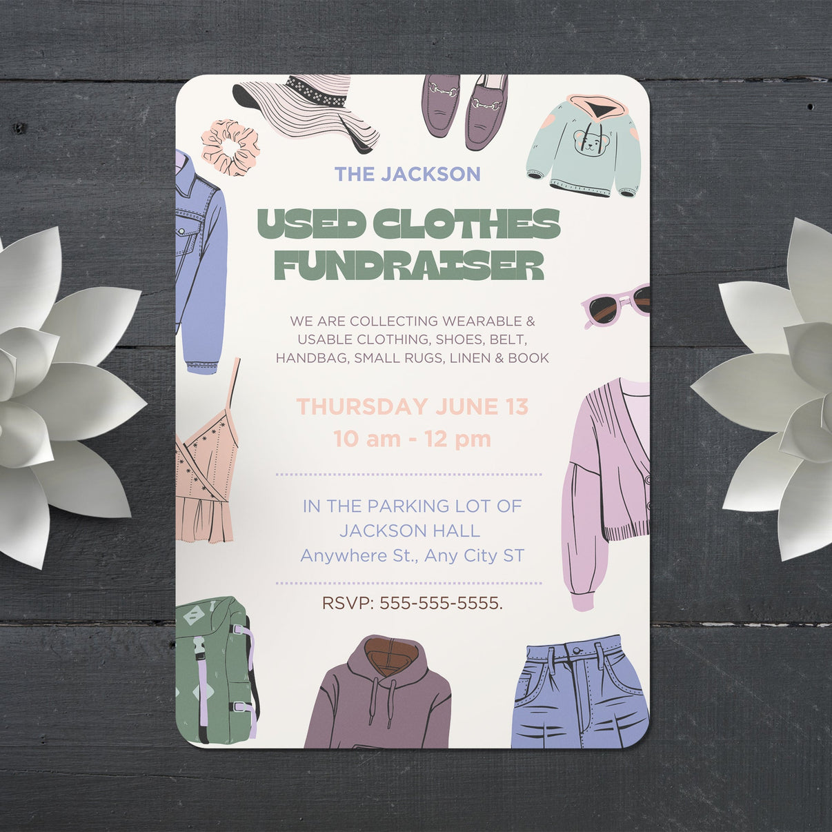 Used Clothes Fundraiser Flyer Template | Clothing Drive Flyer ...