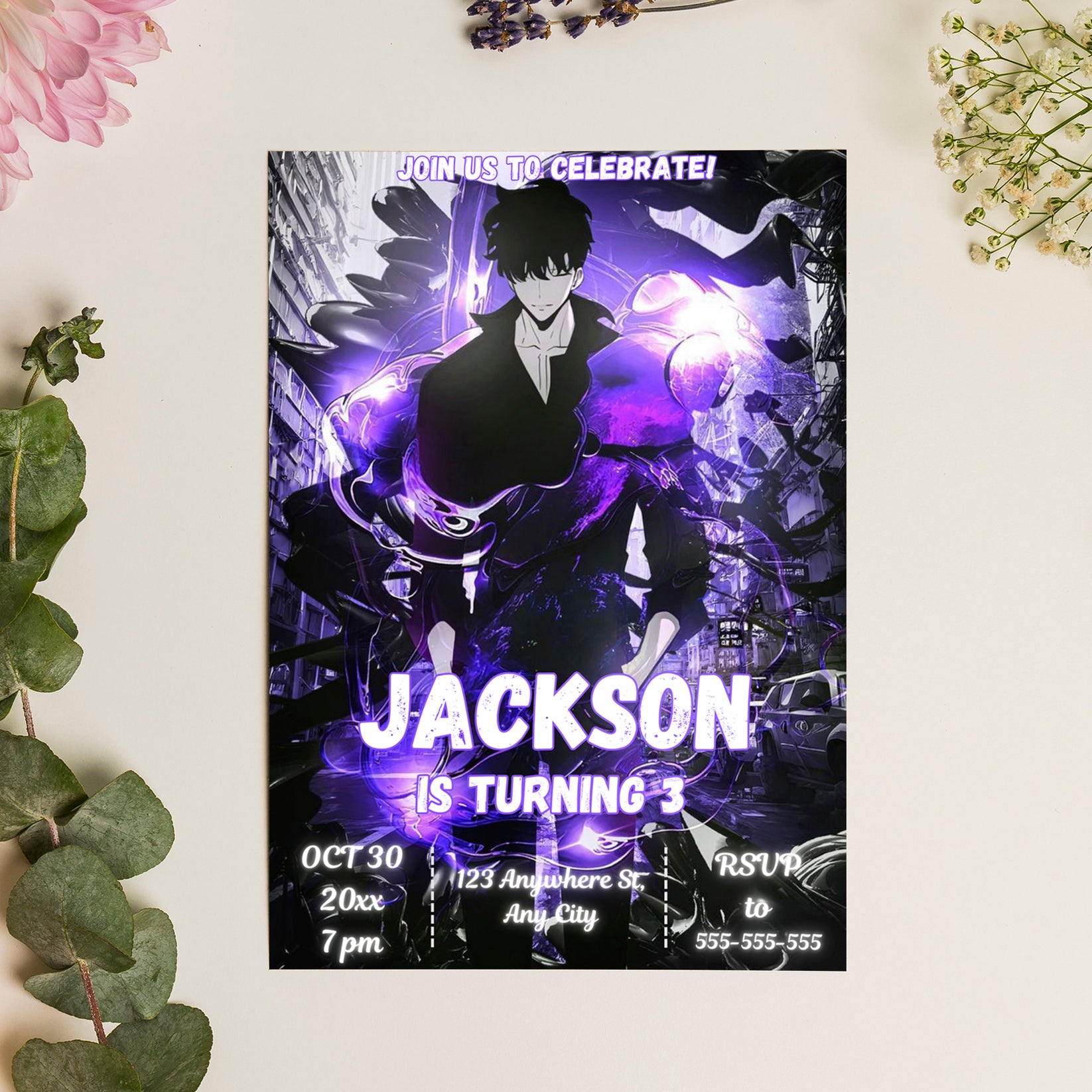 Solo Leveling Birthday Invitation Template – CreativeRino