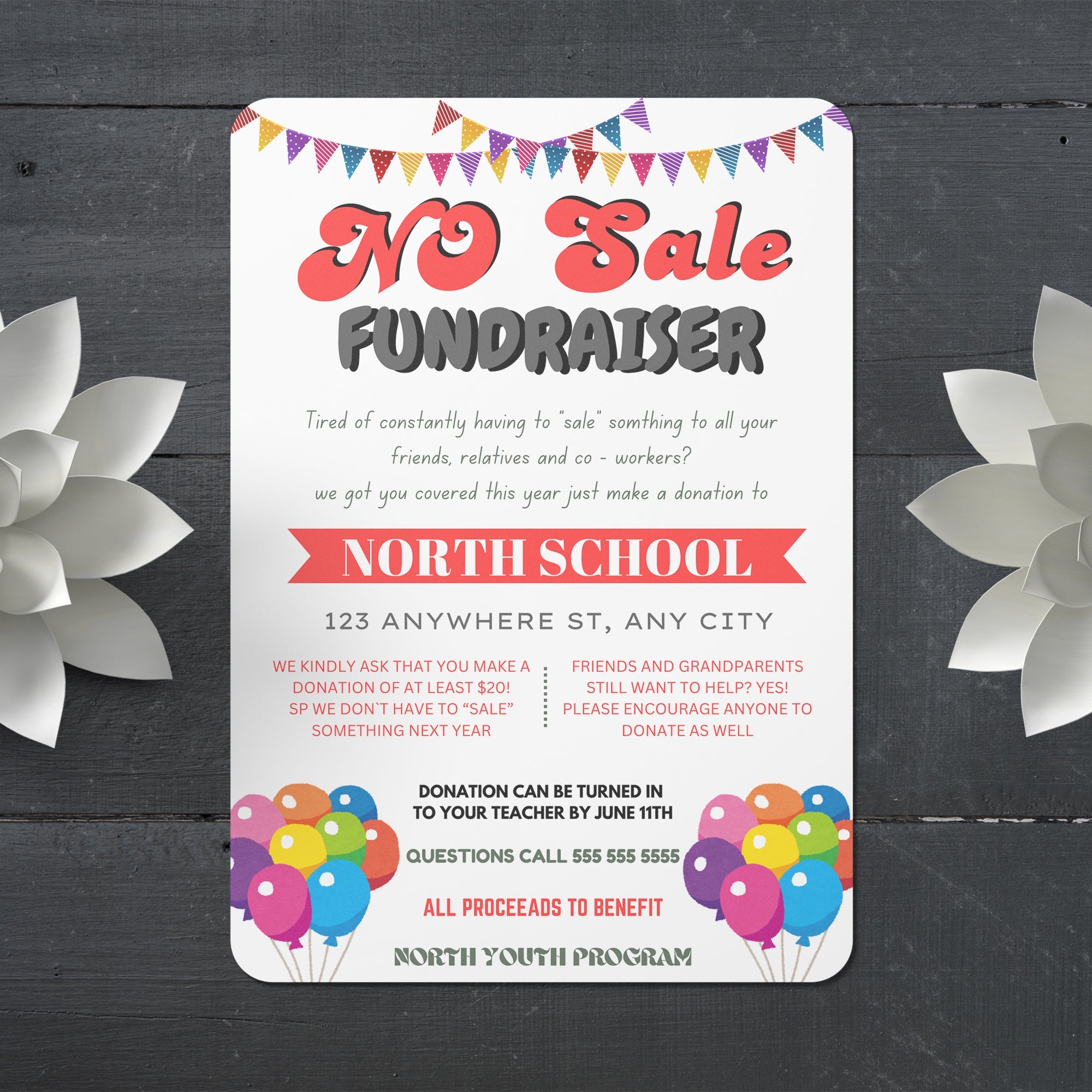 No Sale Fundraiser Flyer Template | No Sale Donation Flyer – CreativeRino