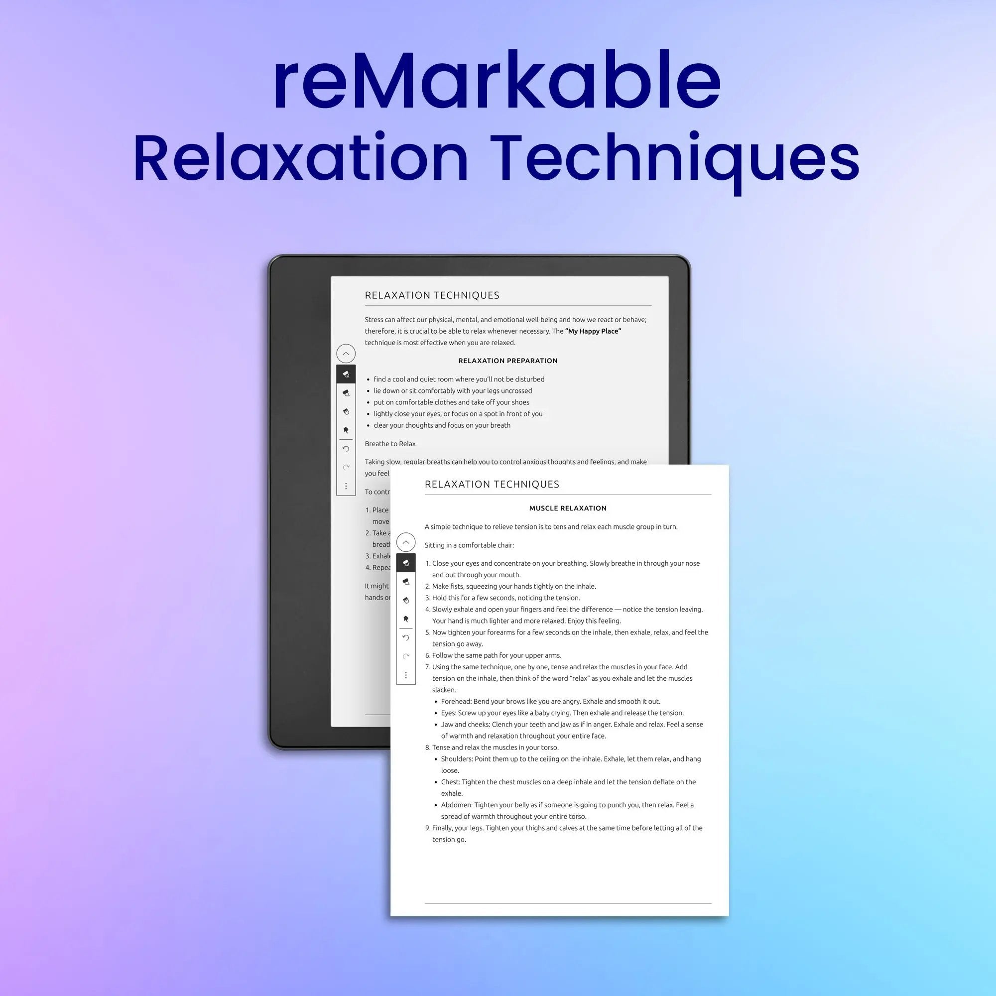 reMarkable 2 Relaxation Techniques Planner Template – CreativeRino