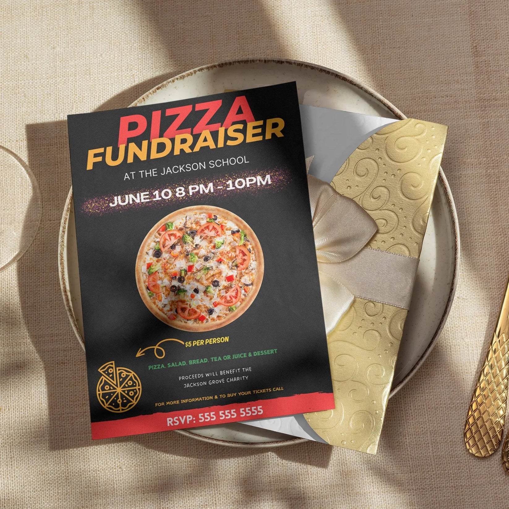 Pizza Fundraiser Flyer Template | Pizza Dinner Flyer – CreativeRino