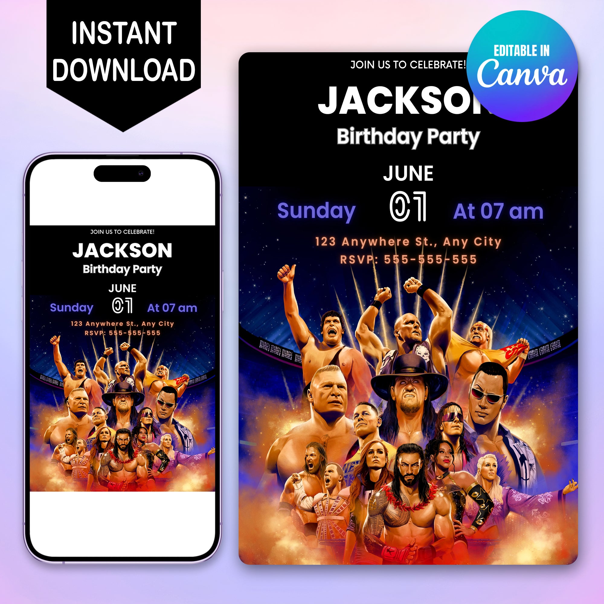 WWE Birthday Invitation Template – CreativeRino