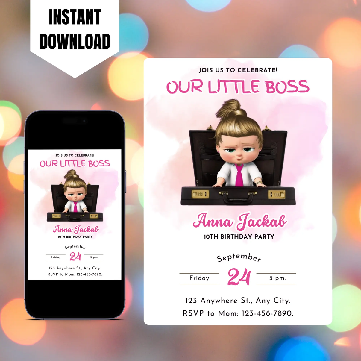 Boss Baby Birthday Invitation Template – CreativeRino