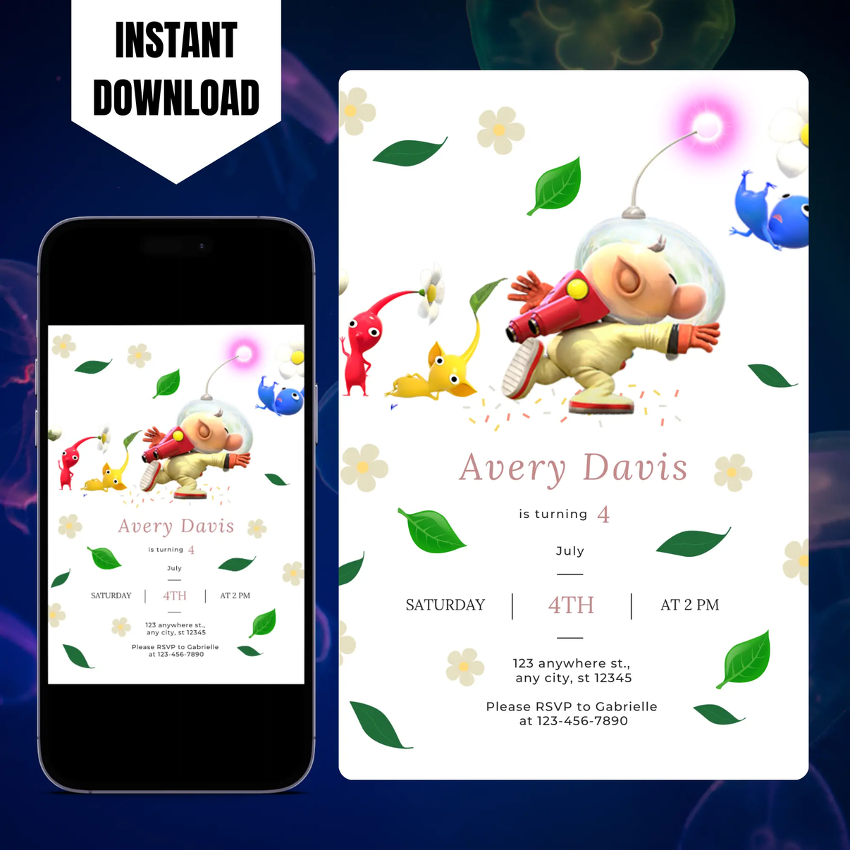 Pikmin Birthday Invitation Template – CreativeRino