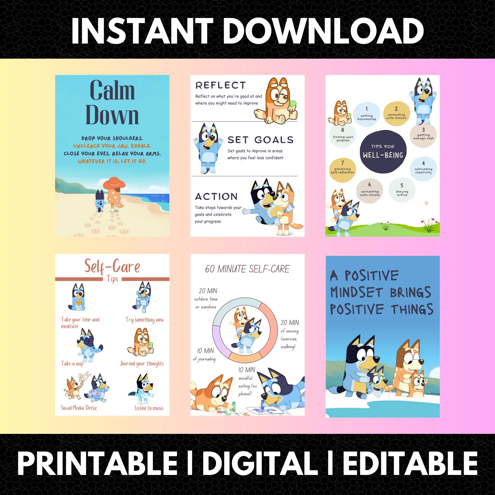 Bluey and Bingo Calm Down Corner Template – CreativeRino