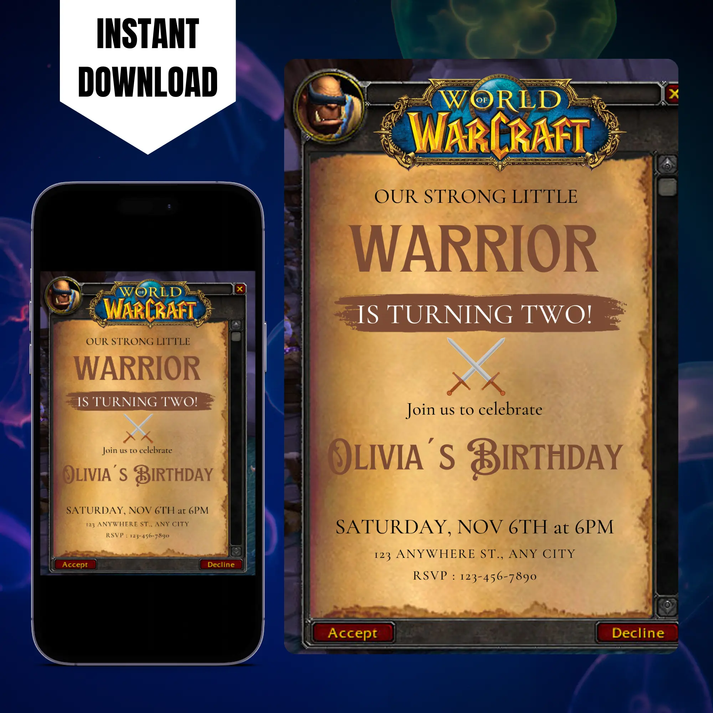 World of Warcraft Birthday Invitation Template – CreativeRino