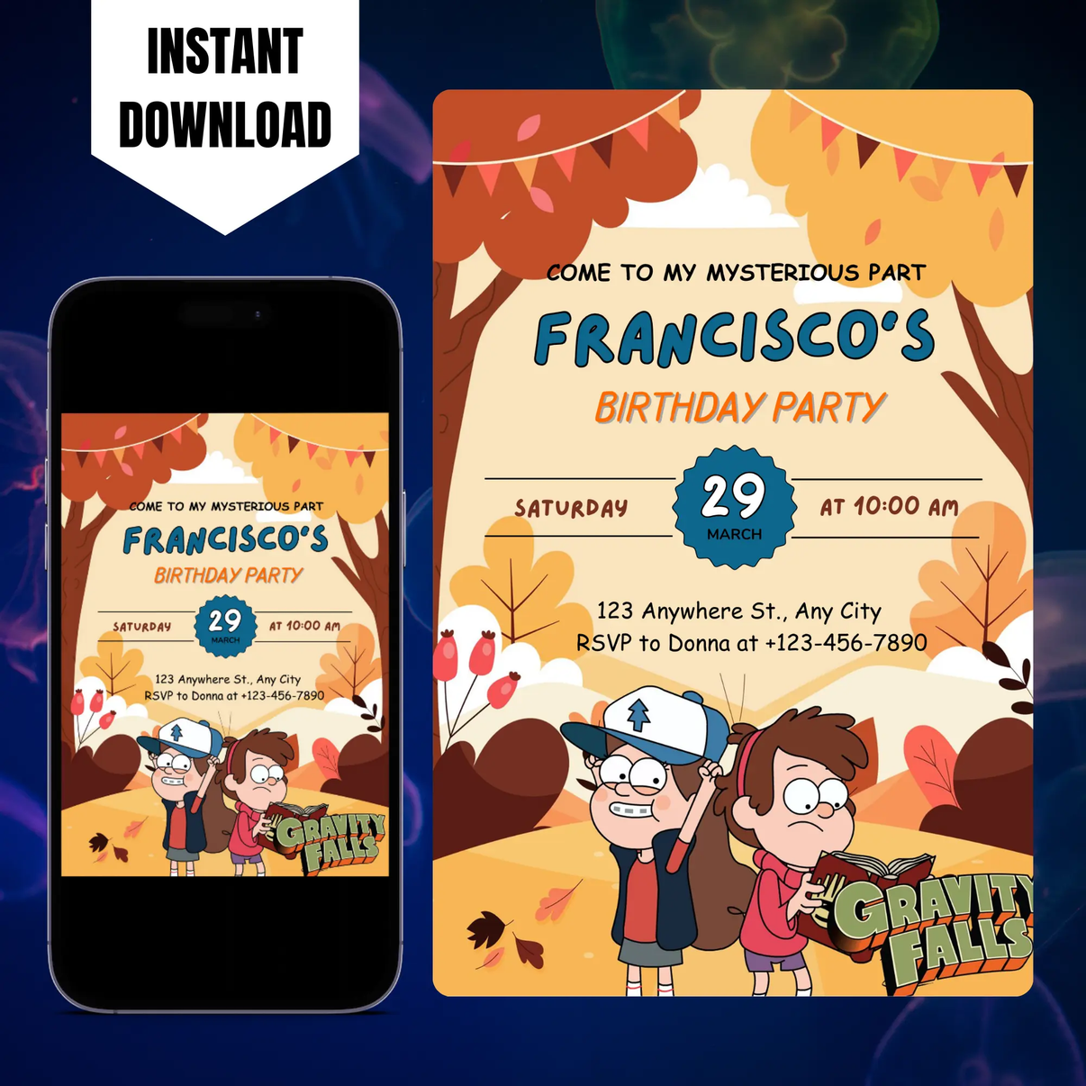 Gravity Falls Birthday Invitation Template – CreativeRino