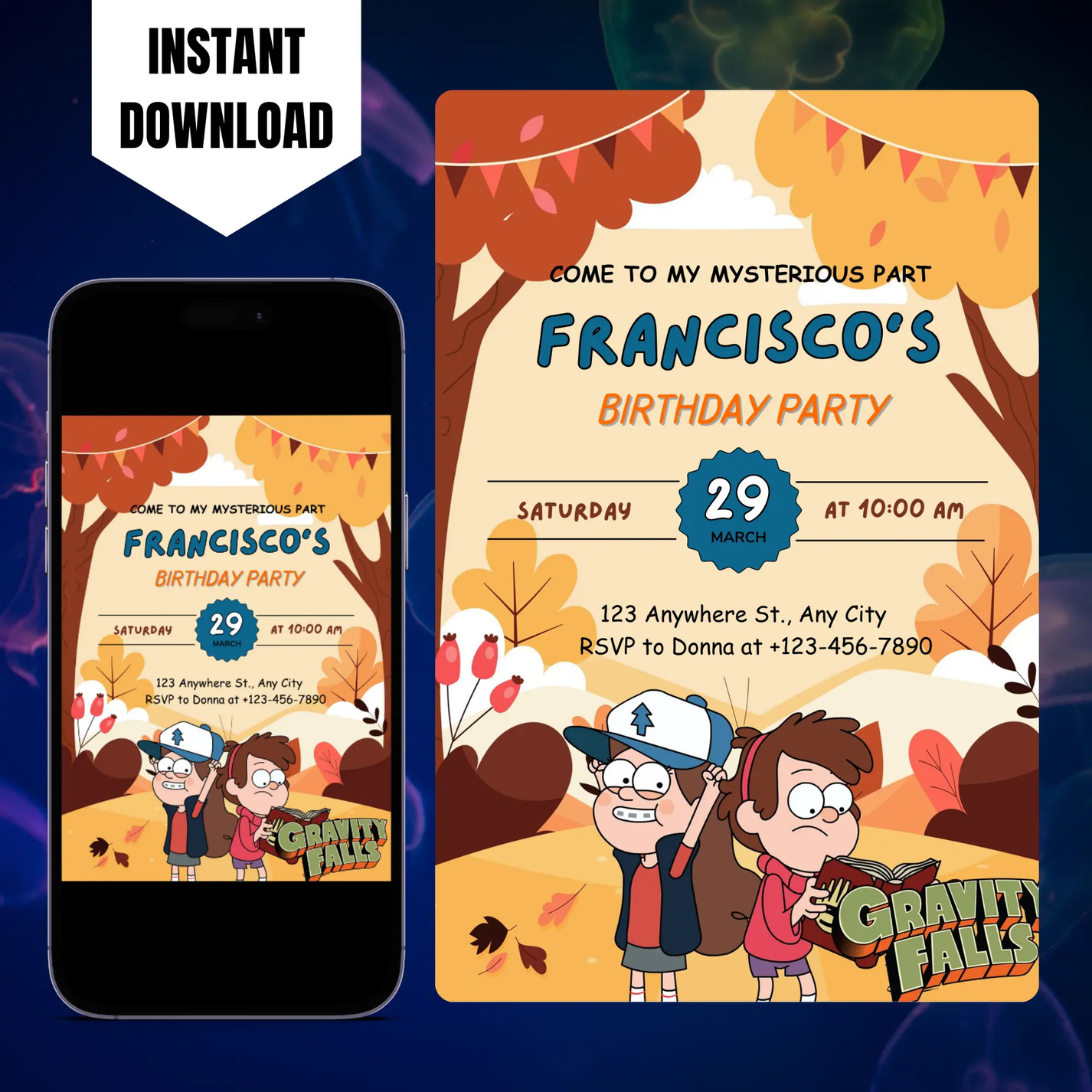 Gravity Falls Birthday Invitation Template – CreativeRino