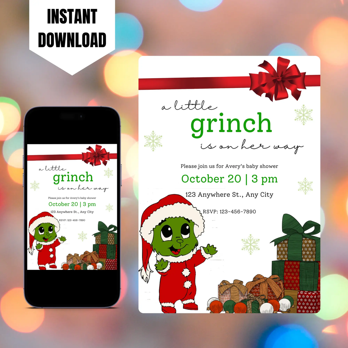 Grinch Baby Shower Invite Template | Grinchmas Whoville Baby Shower In ...
