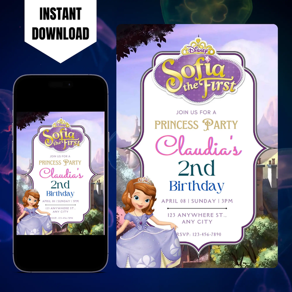 Sofia the First Birthday Invitation Template – CreativeRino