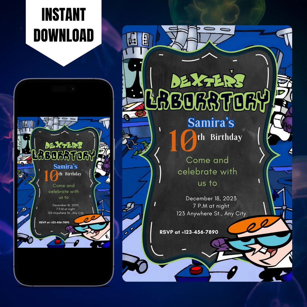 Dexter's Laboratory Birthday Invitation Template – CreativeRino