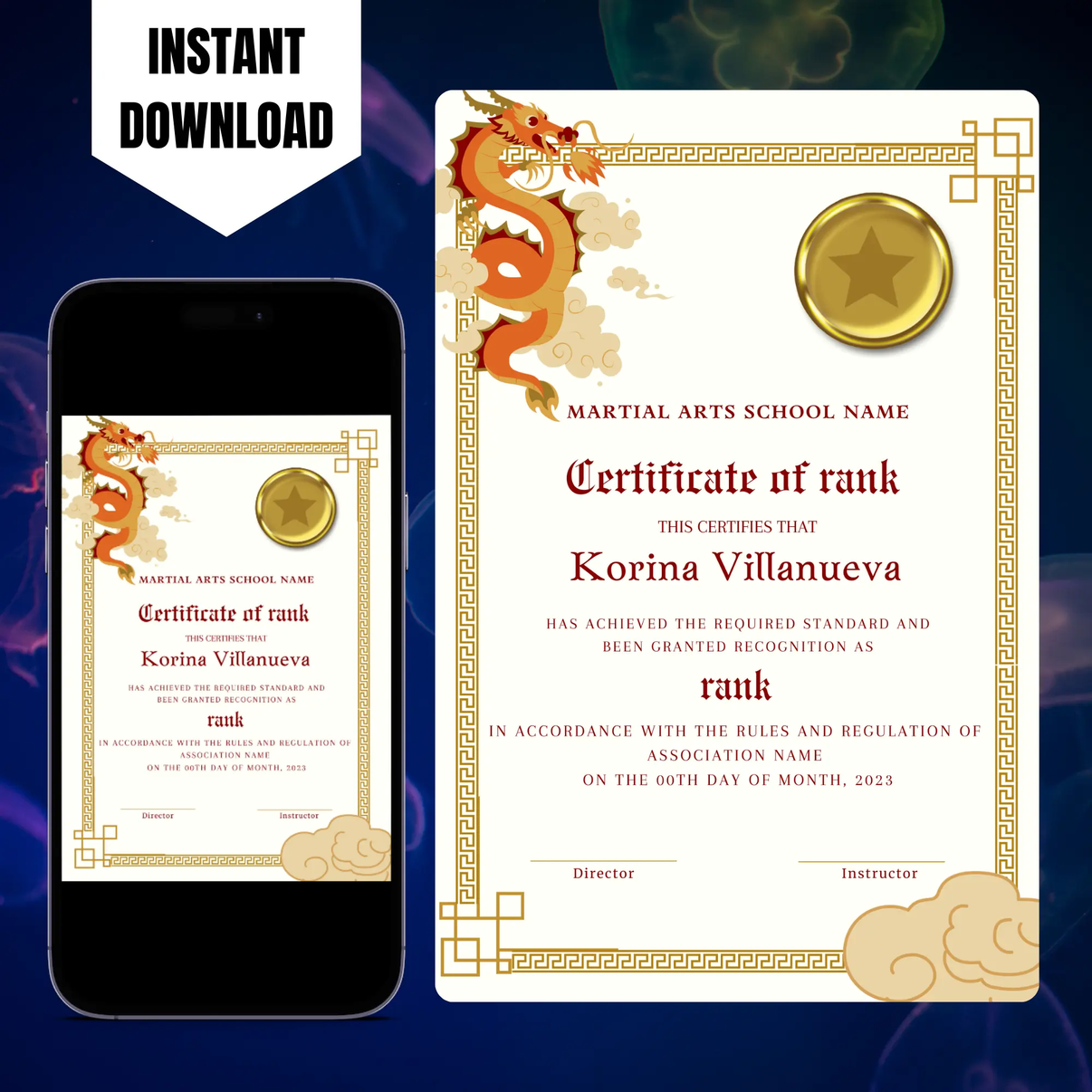 Certificate of Rank Template | Rank Certificate – CreativeRino
