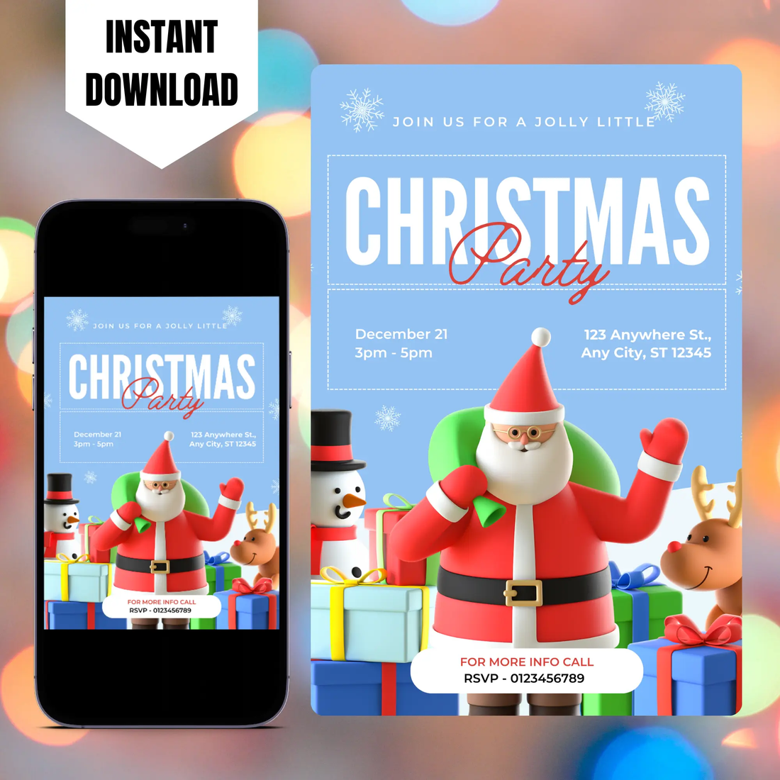 Santa Claus Christmas Party Invitation Template – CreativeRino