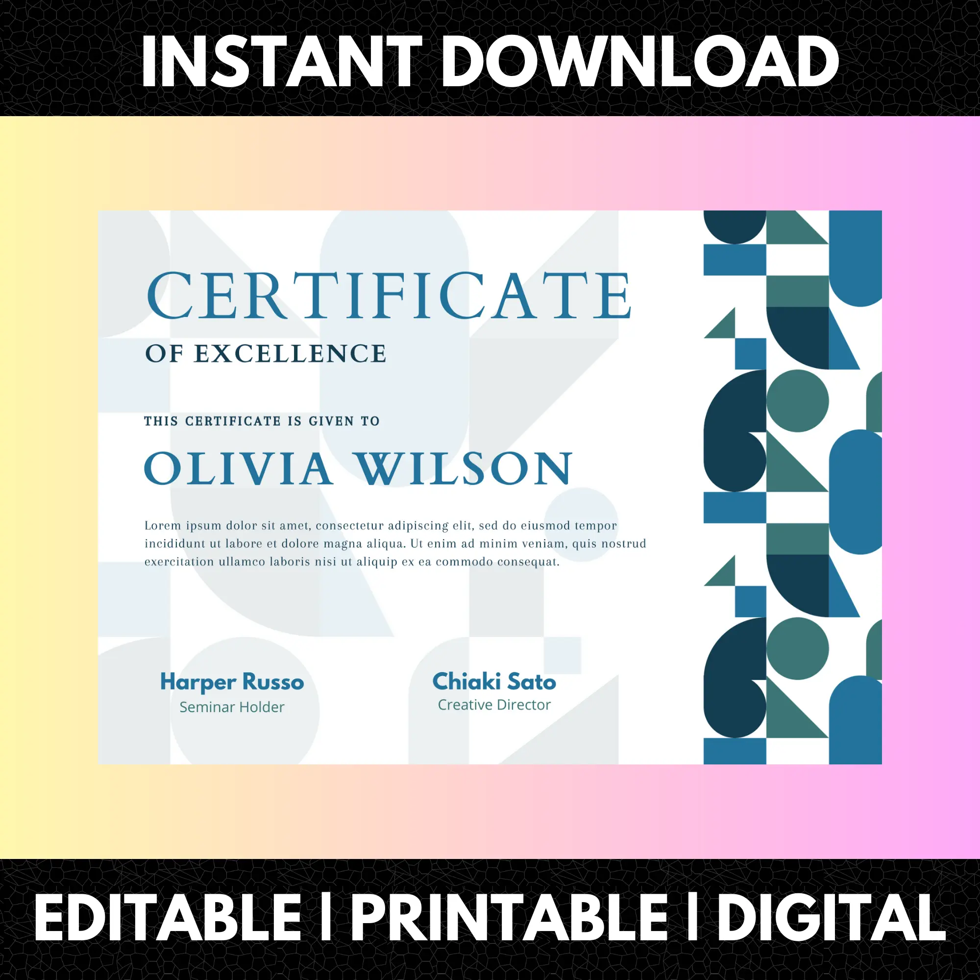 Certificate of Excellence Template | Excellence Certificate – CreativeRino