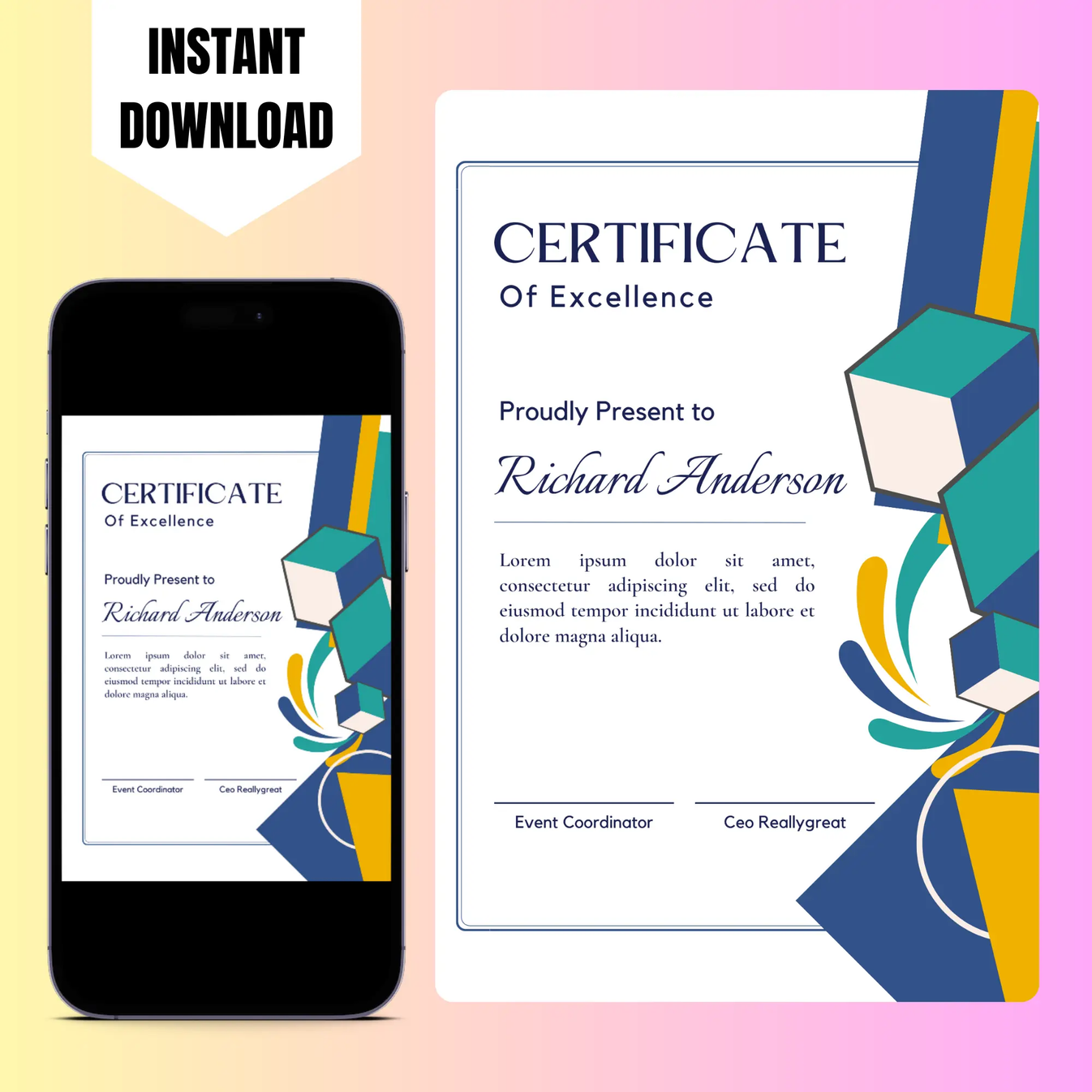 Certificate of Excellence Template | Excellence Certificate – CreativeRino