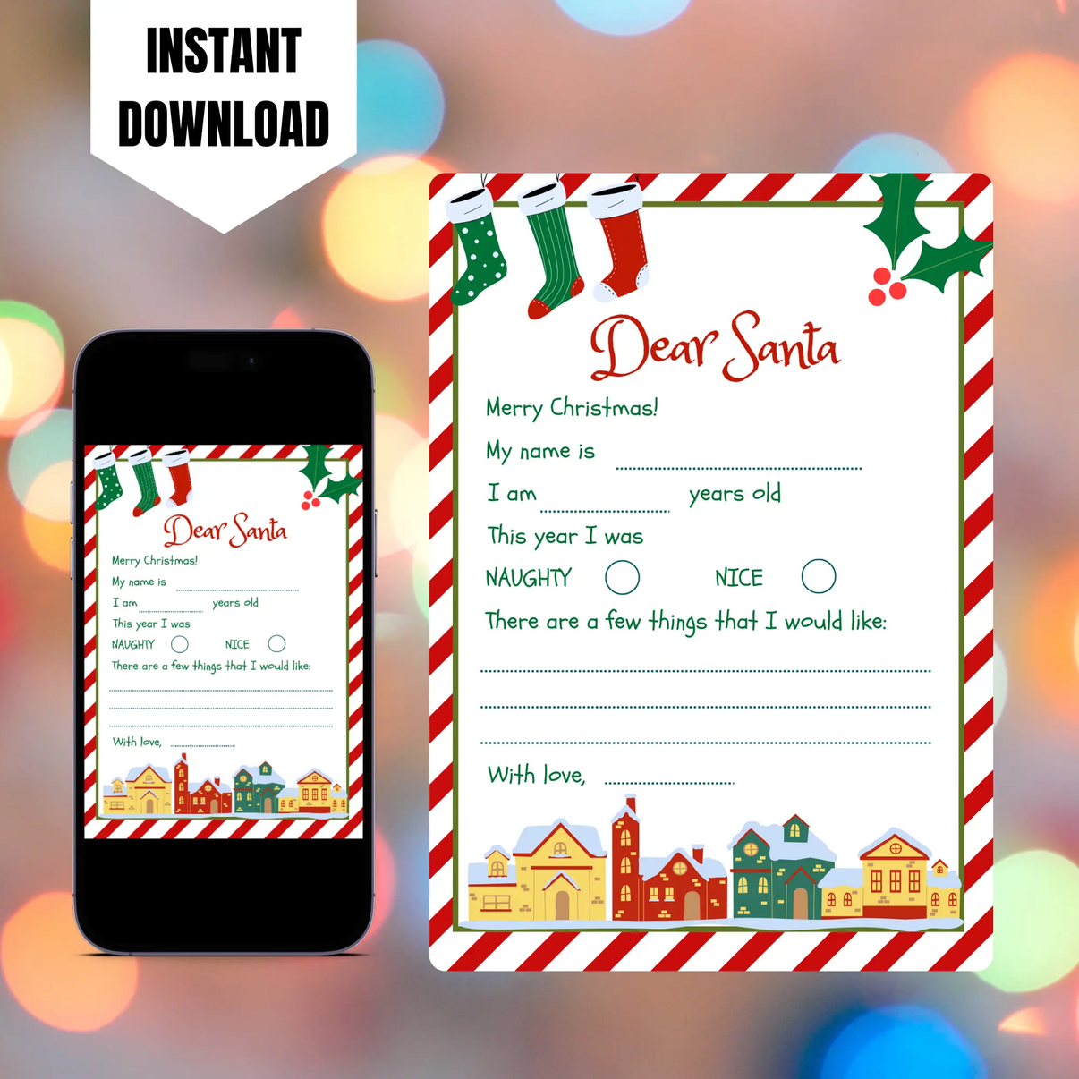 Letter to Santa Claus Christmas Template – CreativeRino