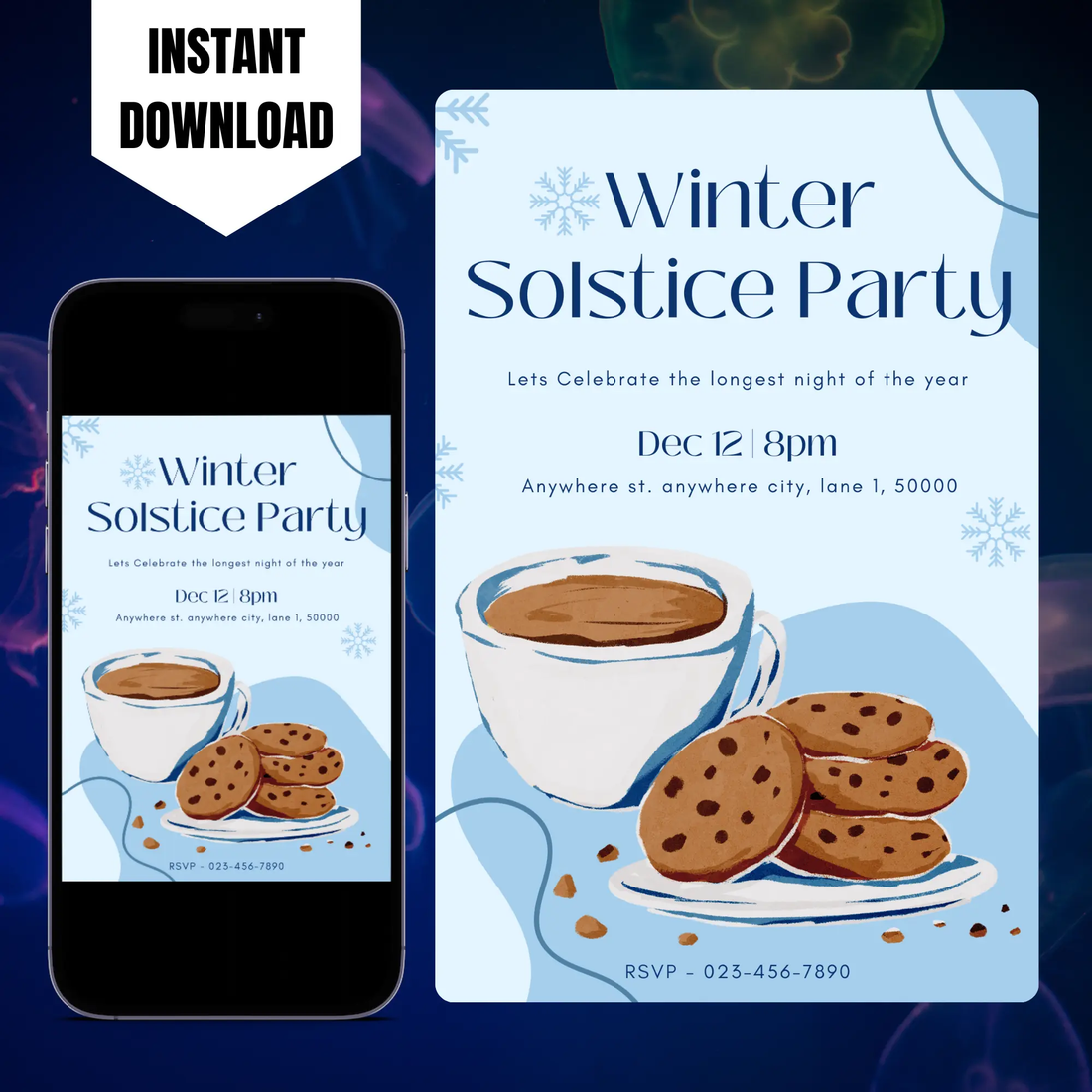 Winter Solstice Party Invitation Template – CreativeRino