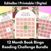 12 Month Book Bingo Reading Challenge Template | Monthly Reading ...