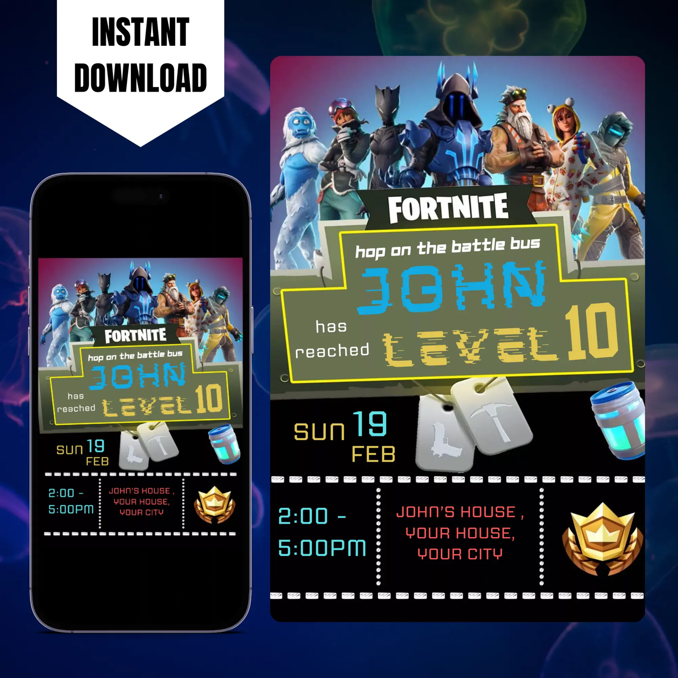 Fortnite Birthday Invitation Template – CreativeRino