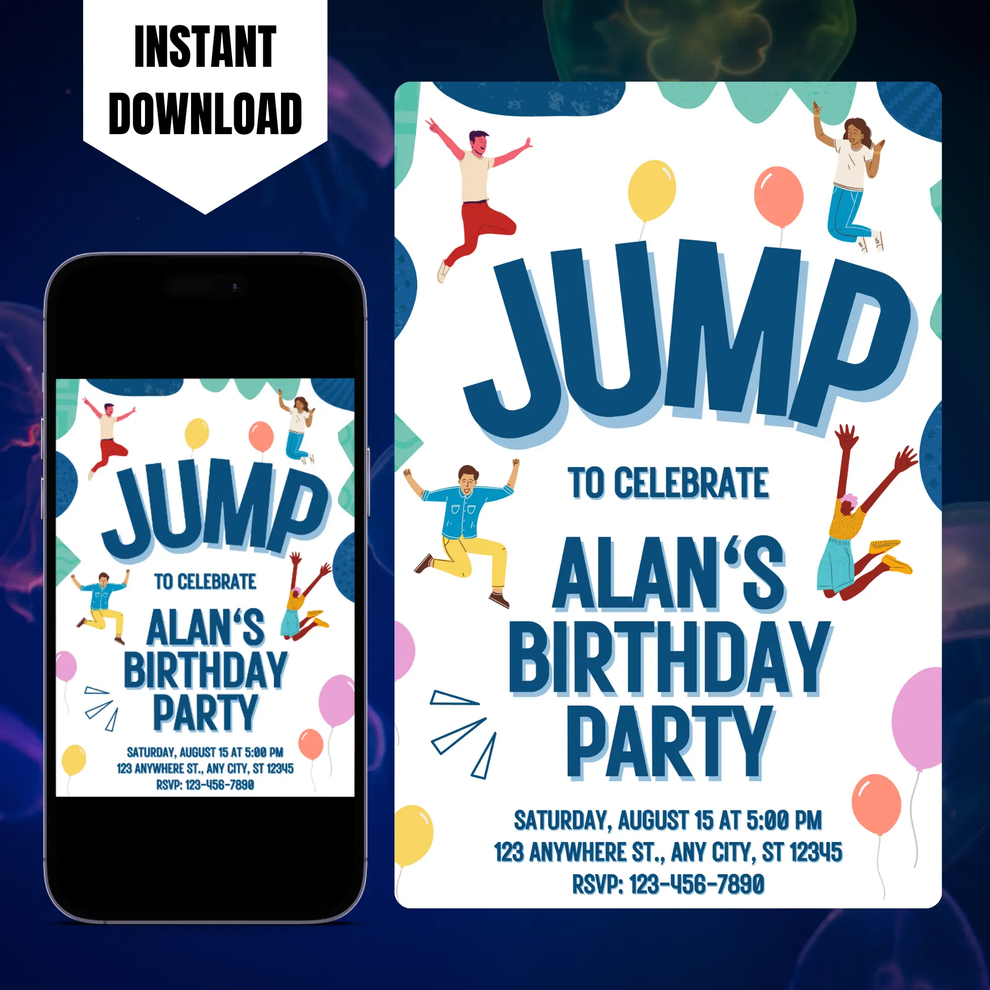 Jump Birthday Invitation Template – CreativeRino