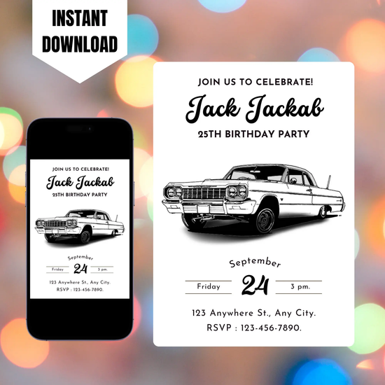 Lowrider Cholo Birthday Invitation Template – CreativeRino