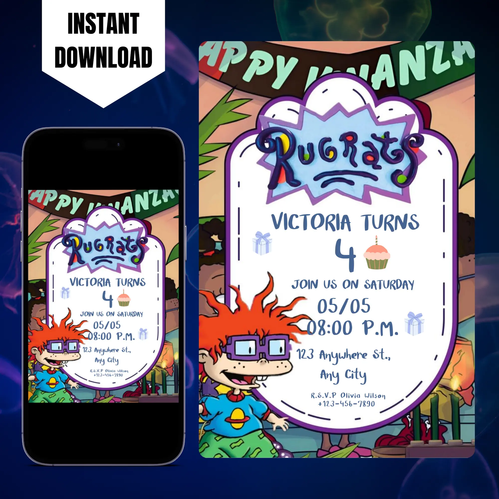 Rugrats Birthday Invitation Template – CreativeRino
